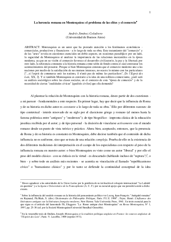 (PDF) "La herencia romana en Montesquieu: el problema de las elites y ...