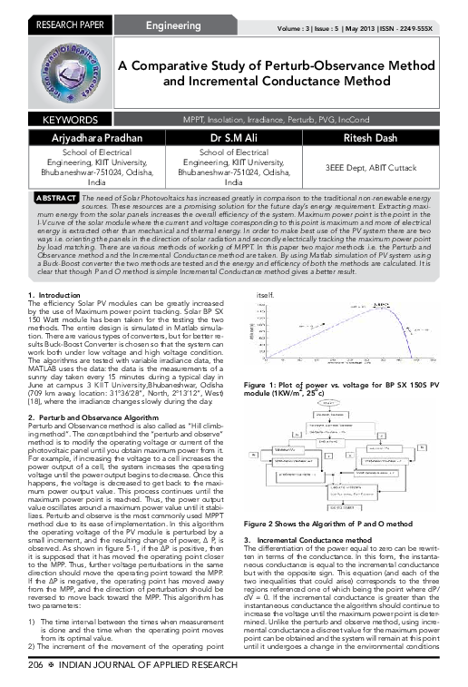 (PDF) A Comparative Study of Perturb-Observance Method and Incremental Conductance Method