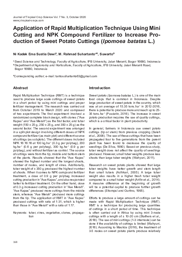 (PDF) Application of Rapid Multiplication Technique Using Mini Cutting ...