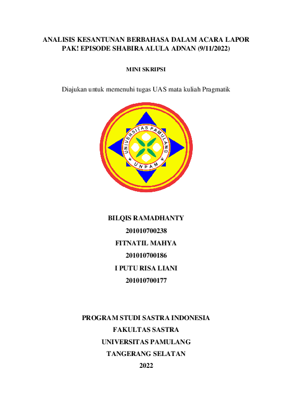 (PDF) ANALISIS KESANTUNAN BERBAHASA DALAM ACARA LAPOR PAK! EPISODE ...
