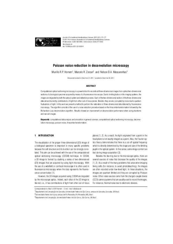 (PDF) Poisson Noise Reduction in Deconvolution Microscopy