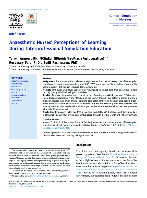 (PDF) Anaesthetic Nurses' Perceptions of Learning During ...
