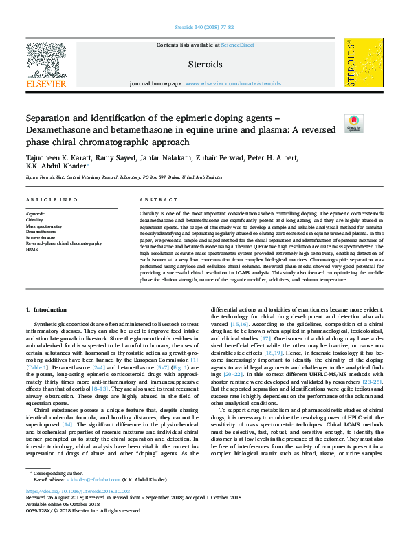 (PDF) Separation and identification of the epimeric doping agents – Dexamethasone and ...