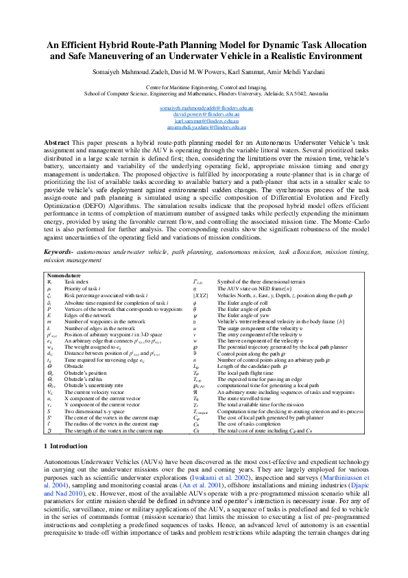 Pdf An Efficient Hybrid Route Path Planning Model For Dynamic Task Allocation And Safe