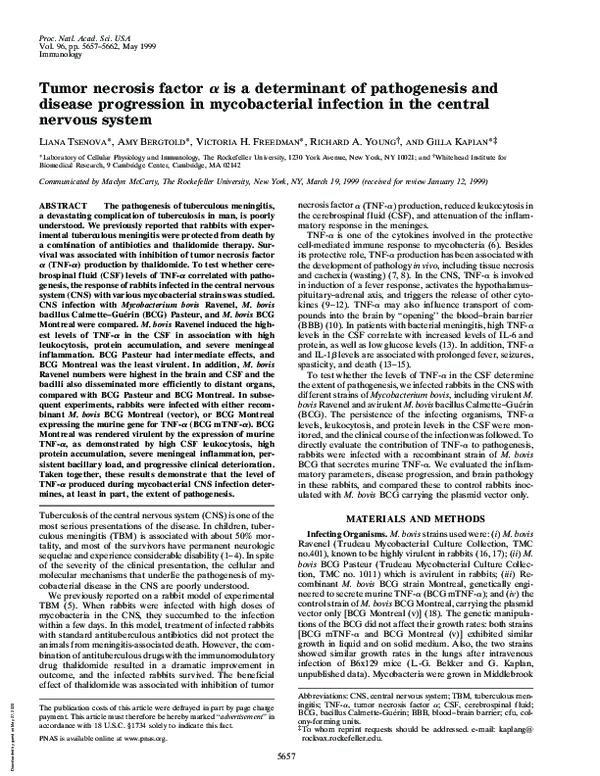 (PDF) Tumor necrosis factor α is a determinant of pathogenesis and disease progression in ...