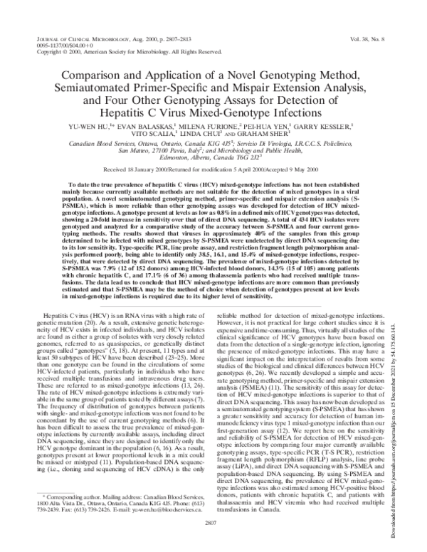 (PDF) Comparison and Application of a Novel Genotyping Method, Semiautomated Primer-Specific and ...