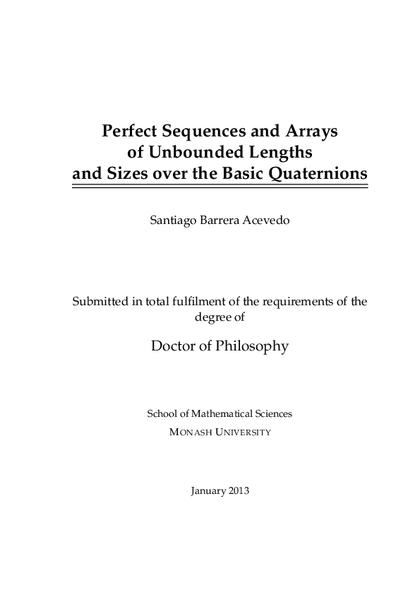 (PDF) Perfect Sequences and Arrays of Unbounded Lengths and Sizes over ...