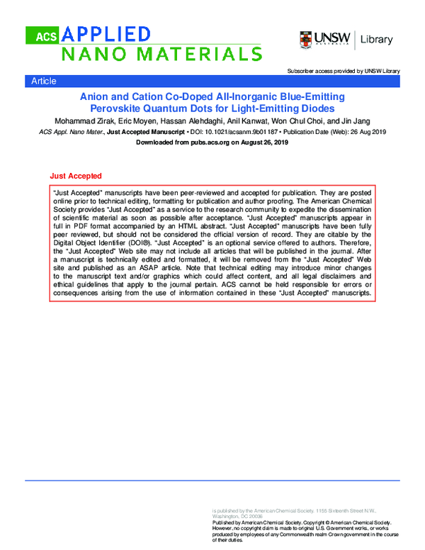 (PDF) Anion- and Cation-Codoped All-Inorganic Blue-Emitting Perovskite ...
