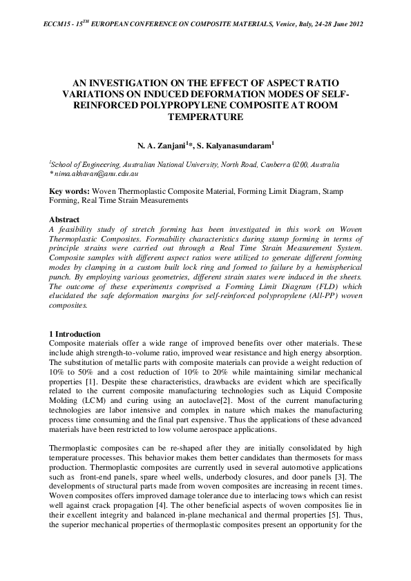 Pdf Effect Of Aspect Ratio On Composite Deformation