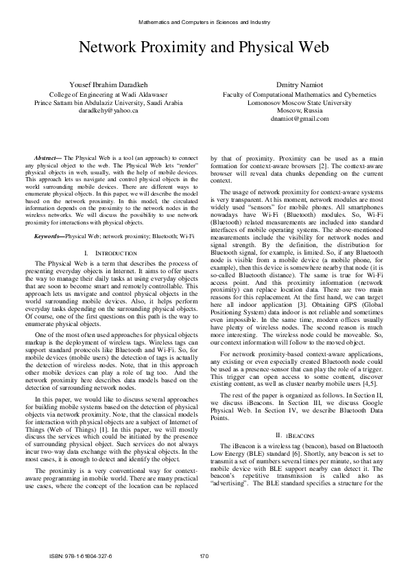 (PDF) Network Proximity and Physical Web