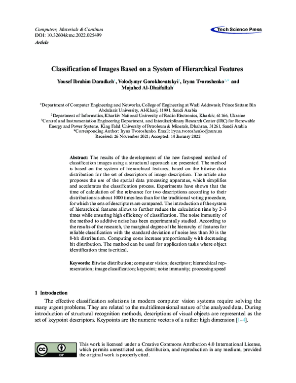(PDF) Classification of Images Based on a System of Hierarchical Features