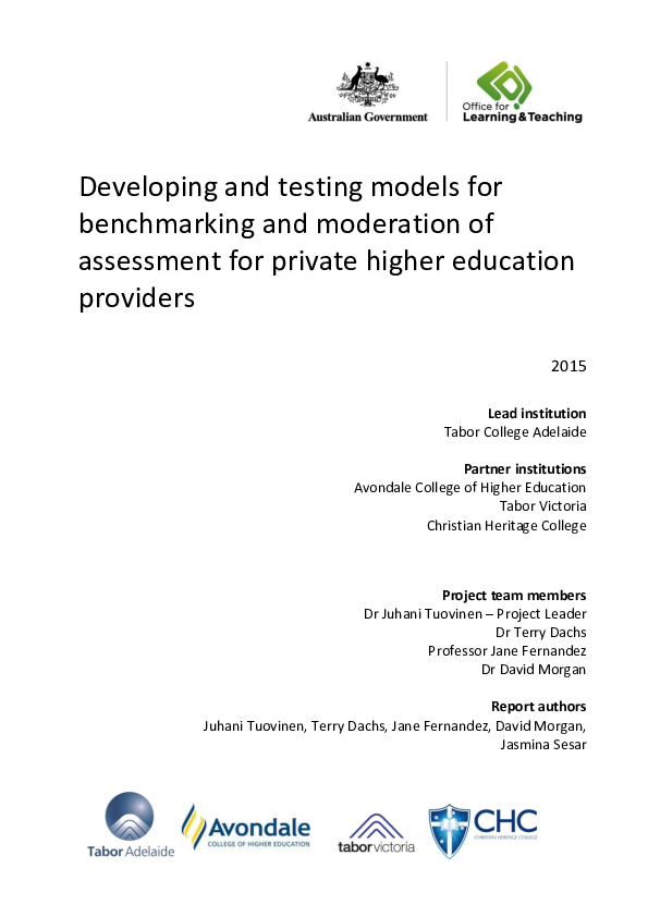 (PDF) Developing and testing models for benchmarking and moderation of ...