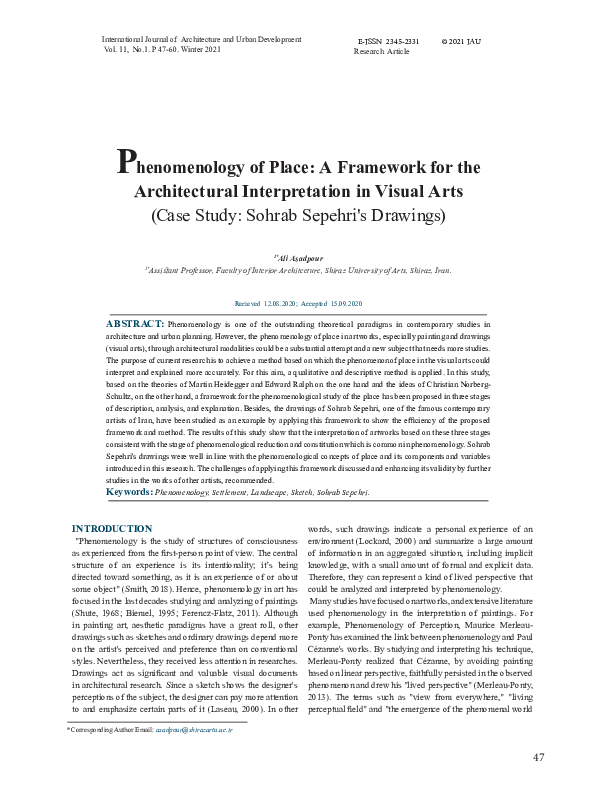 (PDF) Phenomenology of Place: A Framework for the Architectural Interpretation in Visual Arts ...