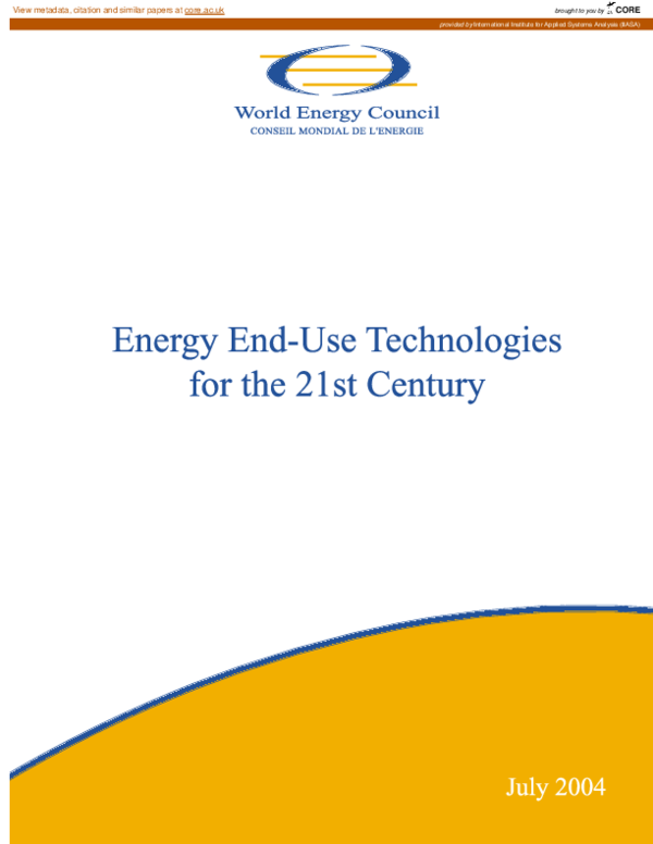 (PDF) Energy End-Use Technologies for the 21st Century. A Report of the ...