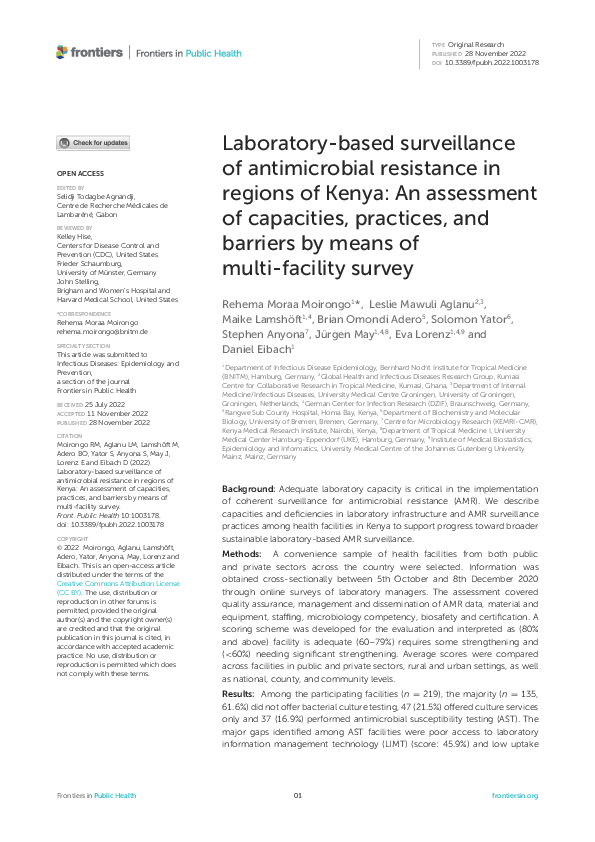 (PDF) Laboratory-based surveillance of antimicrobial resistance in ...