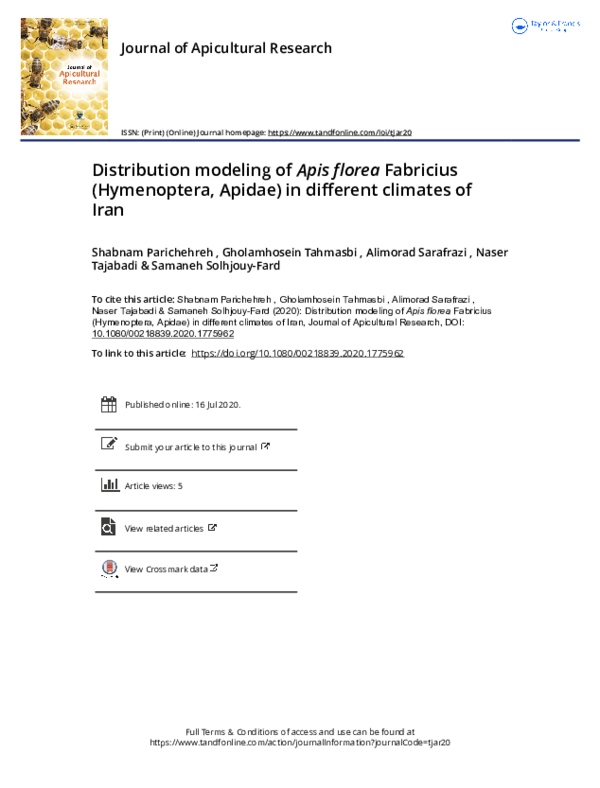 (PDF) Distribution modeling of Apis florea Fabricius (Hymenoptera ...