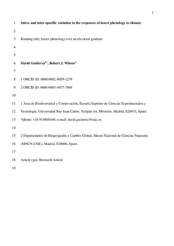 (PDF) Intra‐ and interspecific variation in the responses of insect ...