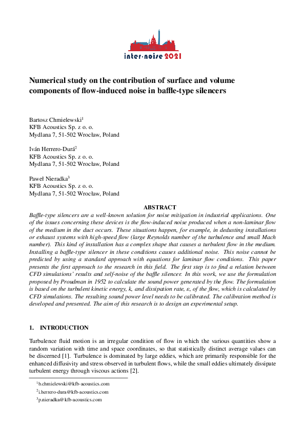 (PDF) Numerical study on the contribution of surface and volume components of flow-induced noise ...