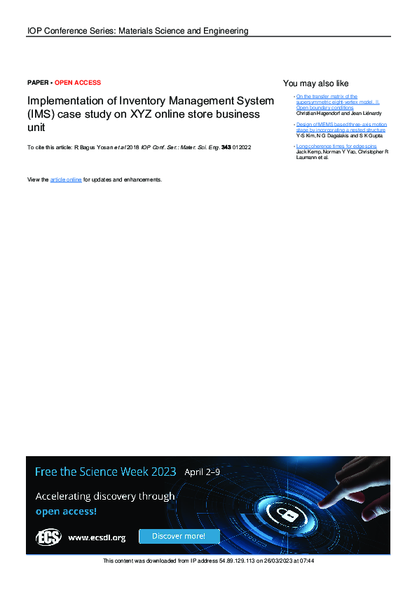(PDF) Implementation of Inventory Management System (IMS) case study on XYZ online store ...