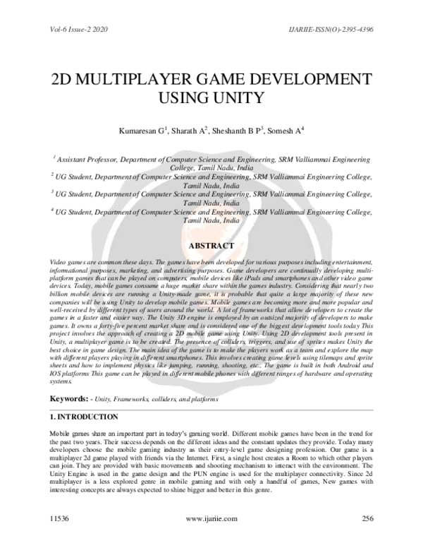 (PDF) 2D Multiplayer Game Development Using Unity