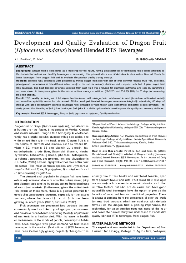 (PDF) Development and Quality Evaluation of Dragon Fruit (Hylocereus ...
