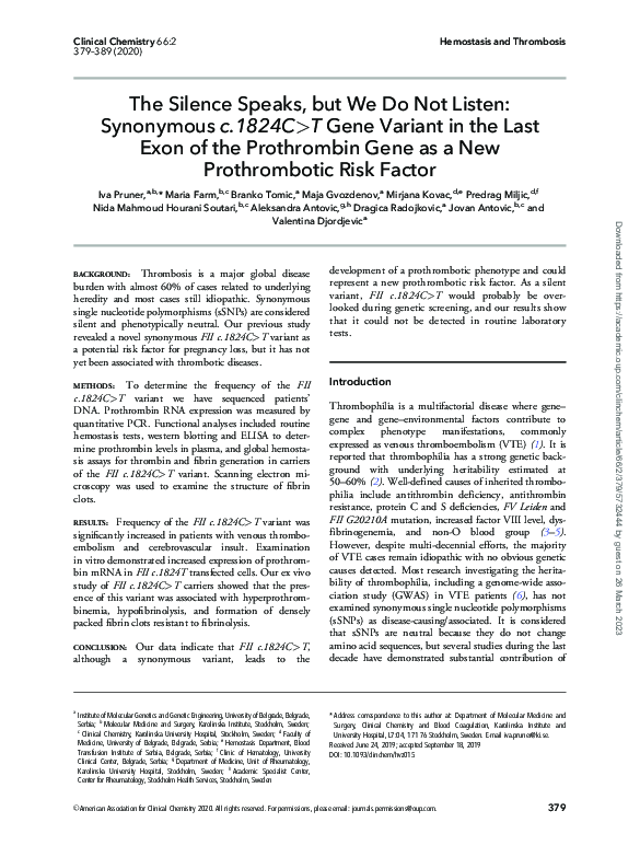 (PDF) The Silence Speaks, but We Do Not Listen: Synonymous c.1824C>T ...