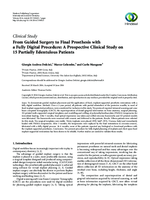 (PDF) From Guided Surgery to Final Prosthesis with a Fully Digital ...