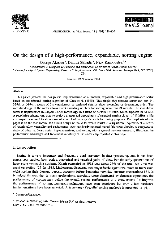 (PDF) On the design of a high-performance, expandable, sorting engine