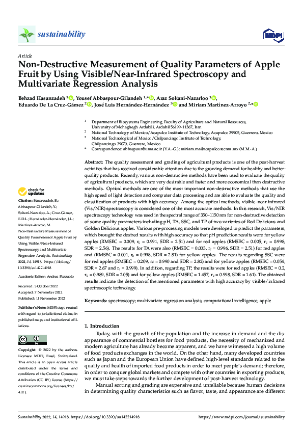 (PDF) Non-Destructive Measurement of Quality Parameters of Apple Fruit ...