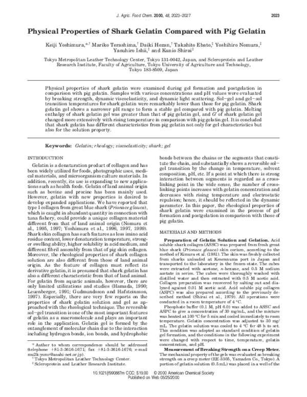 (PDF) Physical Properties of Shark Gelatin Compared with Pig Gelatin