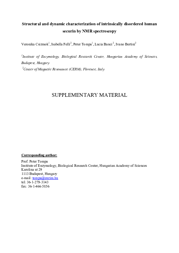 Pdf Structural And Dynamic Characterization Of Intrinsically