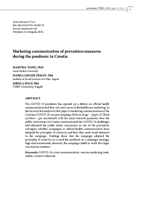 (PDF) Marketing communication of prevention measures during the ...