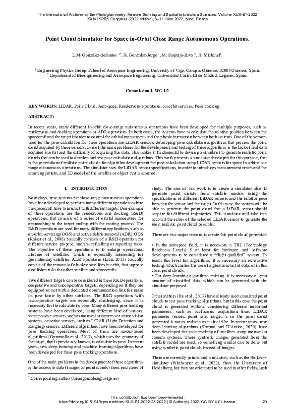(PDF) Point Cloud Simulator for Space In-Orbit Close Range Autonomous Operations