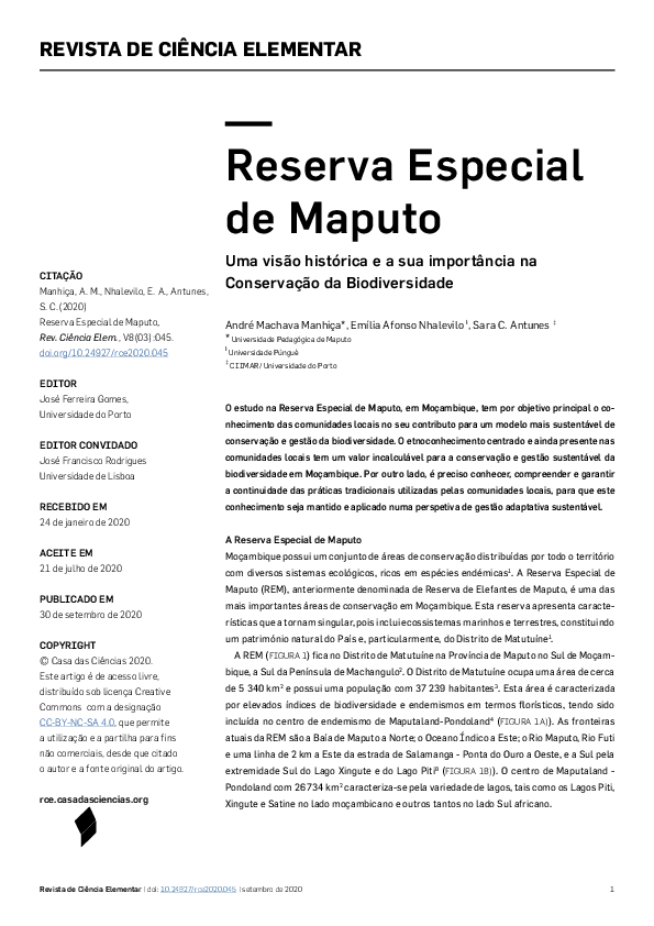 (PDF) Reserva Especial de Maputo