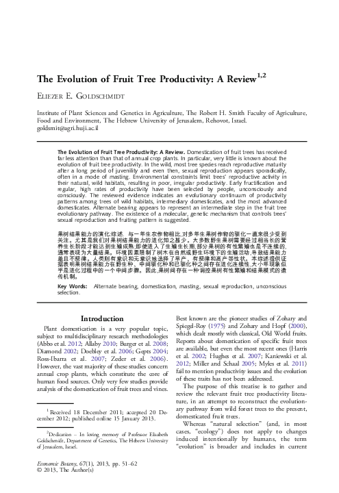 (PDF) The Evolution of Fruit Tree Productivity: A Review