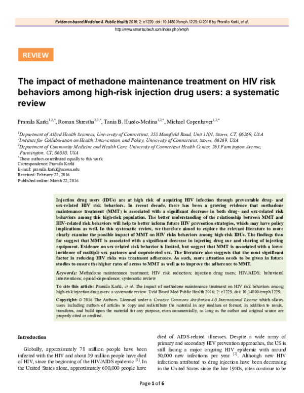 (PDF) The Impact of Methadone Maintenance Treatment on HIV Risk ...