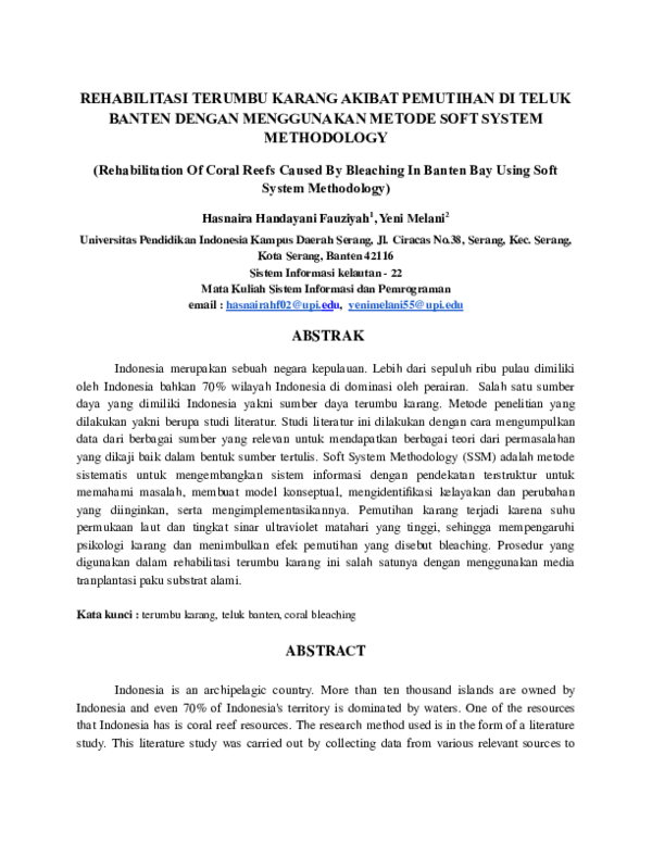 (PDF) REHABILITASI TERUMBU KARANG AKIBAT PEMUTIHAN DI TELUK BANTEN ...