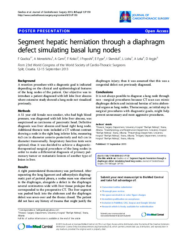 (PDF) Segment hepatic herniation through a diaphragm defect simulating ...