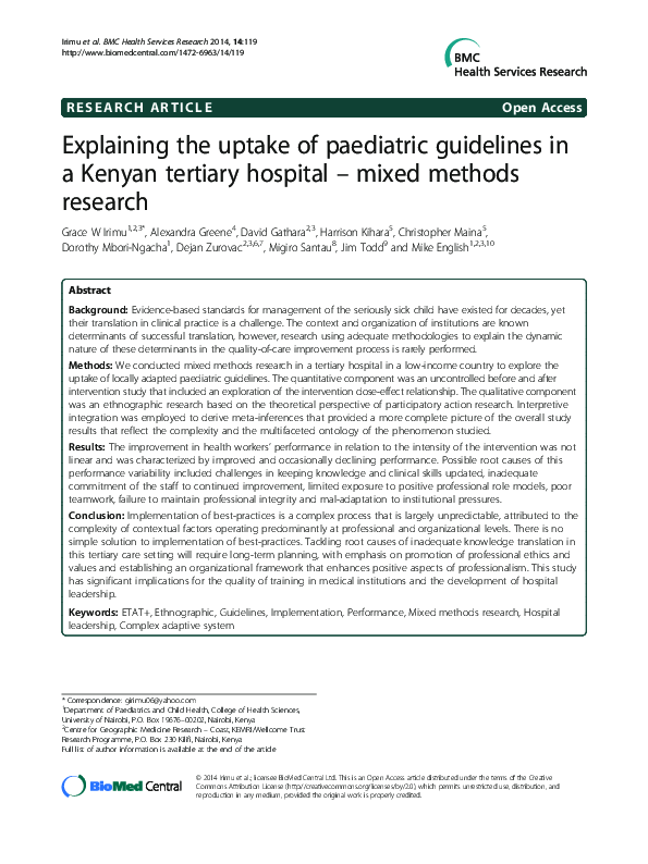 (PDF) Explaining the uptake of paediatric guidelines in a Kenyan ...