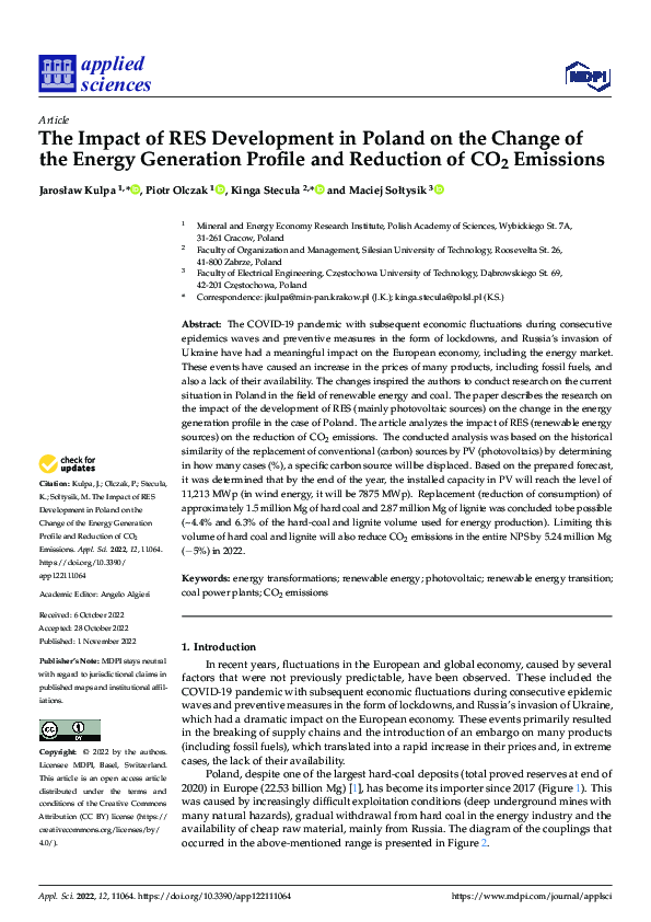 (PDF) The Impact of RES Development in Poland on the Change of the ...