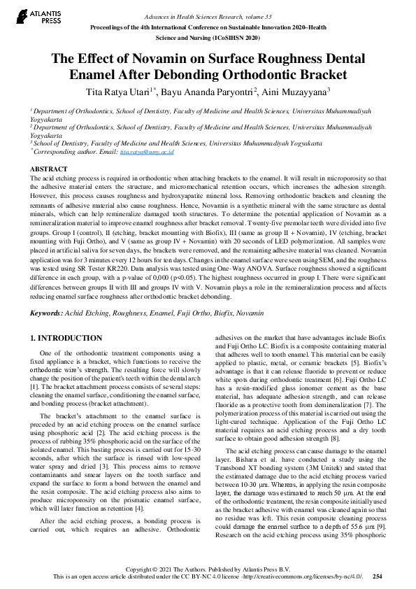 Pdf The Effect Of Novamin On Surface Roughness Dental Enamel After Debonding Orthodontic Bracket