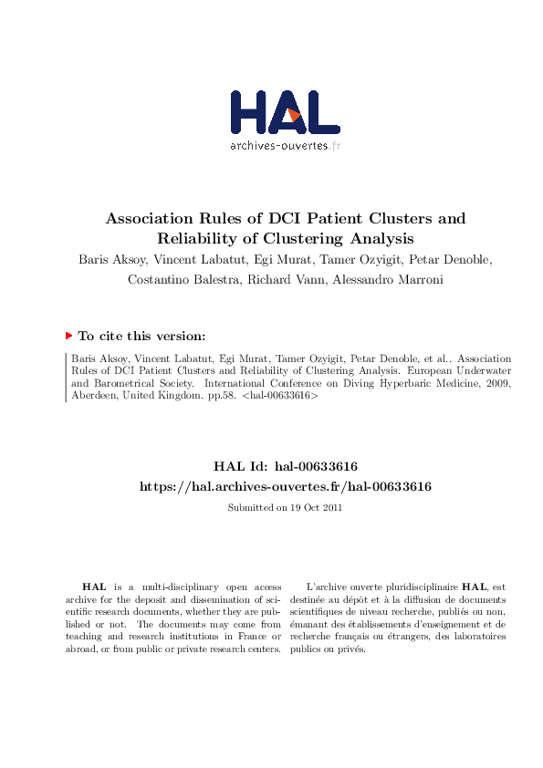 (PDF) Association Rules of DCI Patient Clusters and Reliability of Clustering Analysis