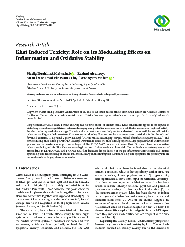 (PDF) Khat Induced Toxicity: Role on Its Modulating Effects on ...