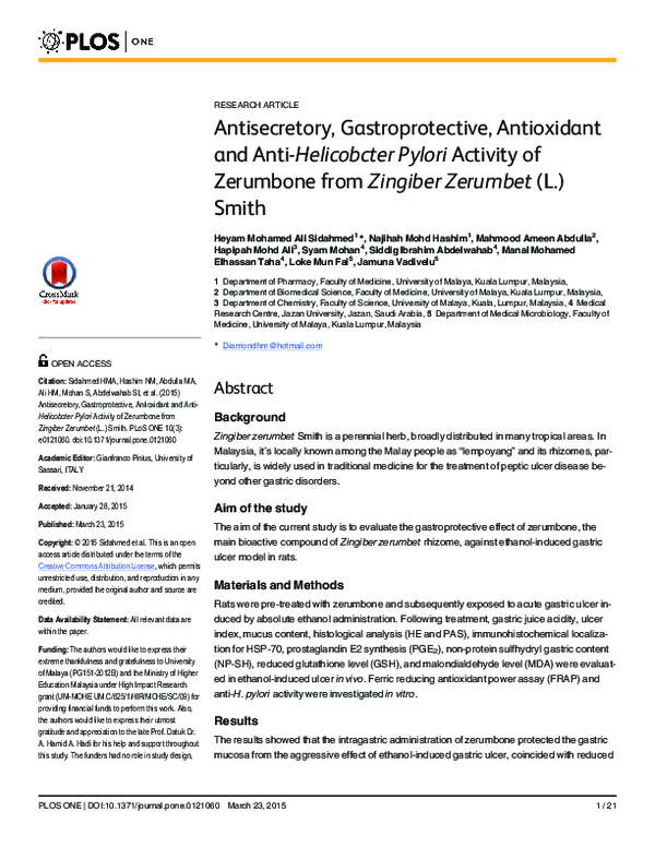 (PDF) Antisecretory, Gastroprotective, Antioxidant and Anti-Helicobcter ...