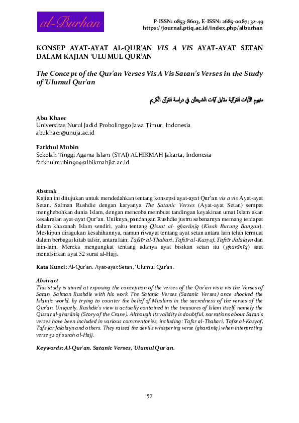 (PDF) Konsep Ayat-Ayat Al-Qur’An Vis a Vis Ayat-Ayat Setan Dalam Kajian ...