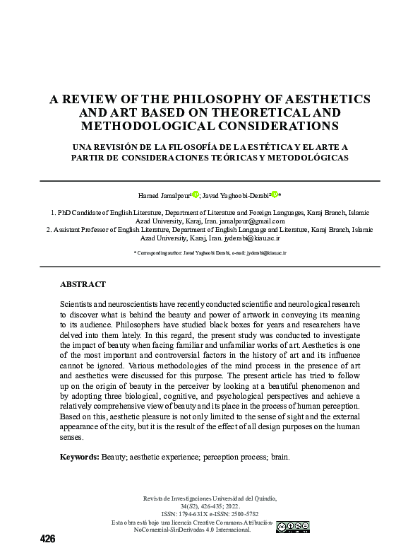 (PDF) A REVIEW OF THE PHILOSOPHY OF AESTHETICS AND ART BASED ON ...