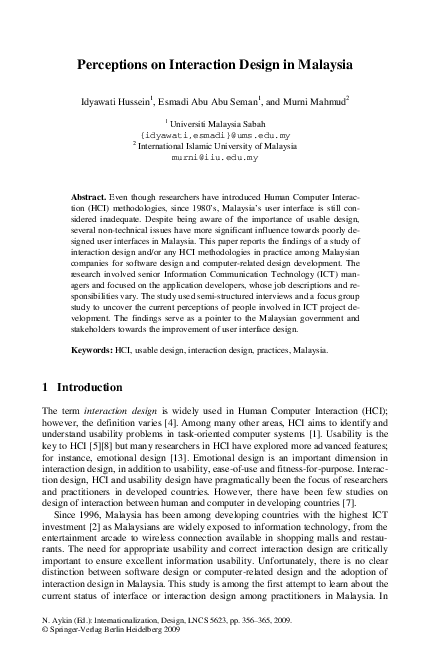 (PDF) Interaction Design Insights in Malaysia