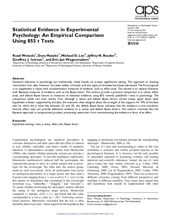 (PDF) Statistical Evidence in Experimental Psychology