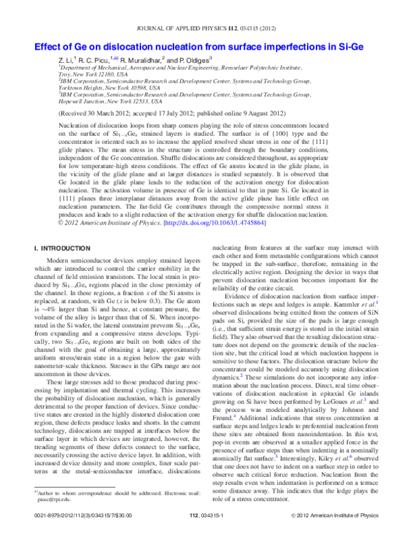 (PDF) Effect of Ge on dislocation nucleation from surface imperfections ...