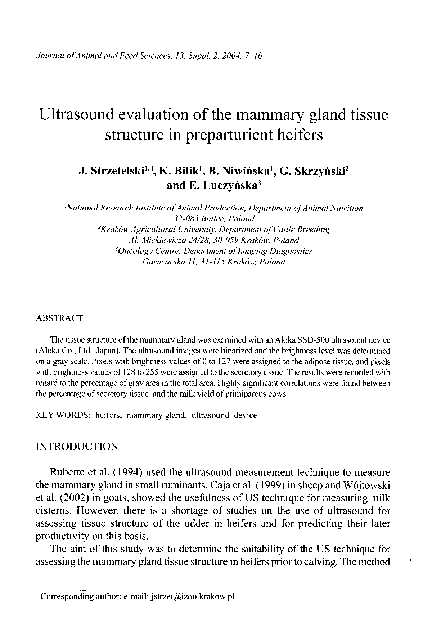 (PDF) Ultrasound evaluation of the mammary gland tissue structure in ...